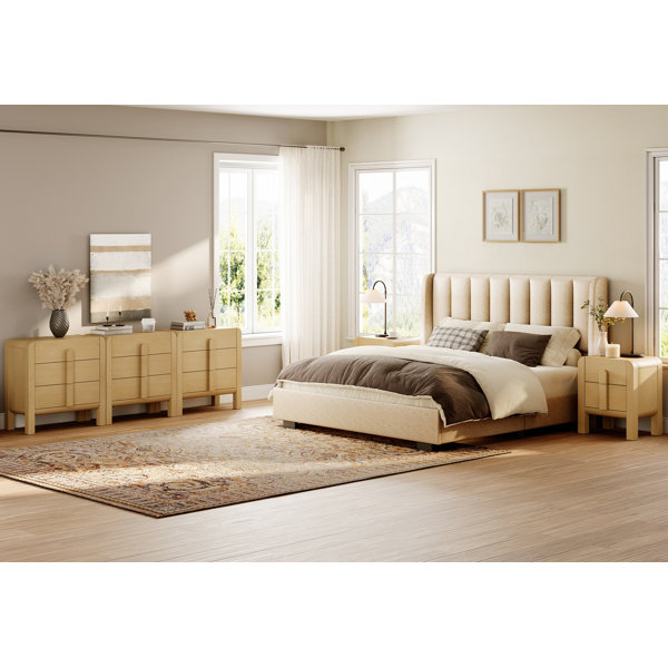 Ebern Designs Adora 9 Drawer Dresser And Nightstand Sets For Bedroom, 5 Pcs Bedroom Set,Night ...